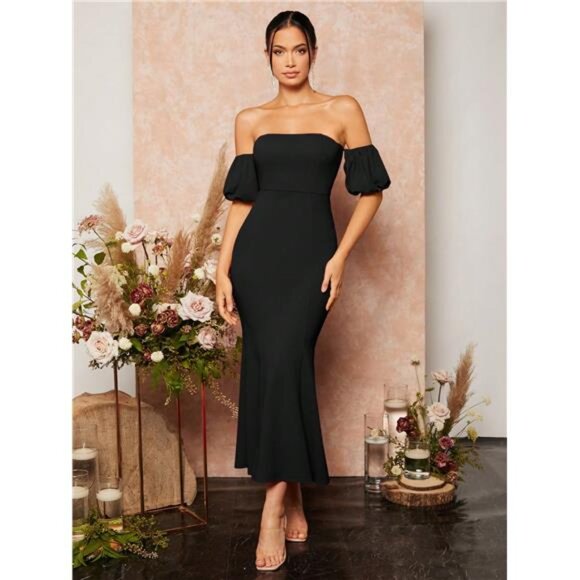 Variété Boutique | Dresses | Off Shoulder Puff Sleeve Mermaid Hem Bridesmaid Dress | Poshmark